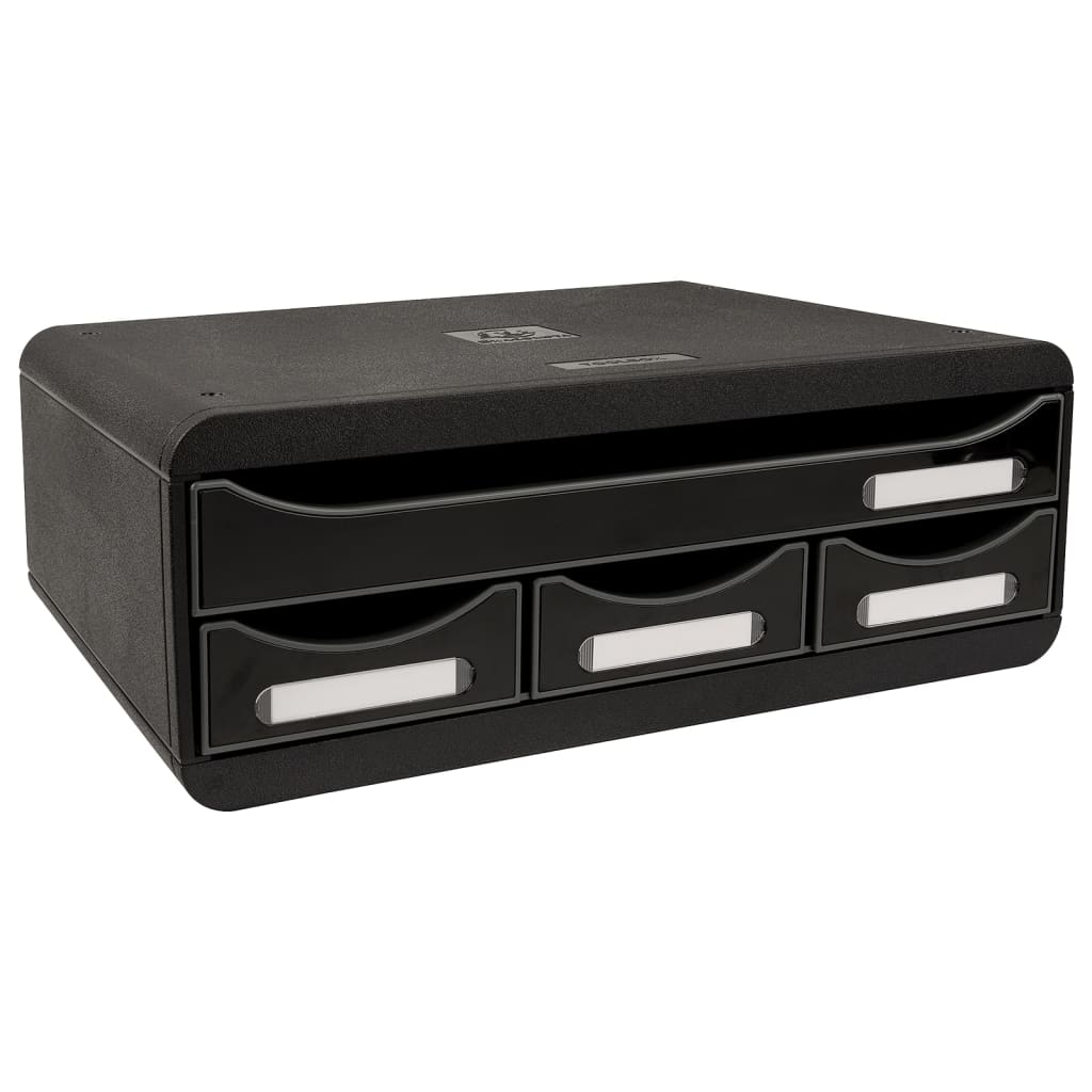 Set de tiroirs de bureau Toolbox 4 tiroirs Noir brillant Exacompta ...
