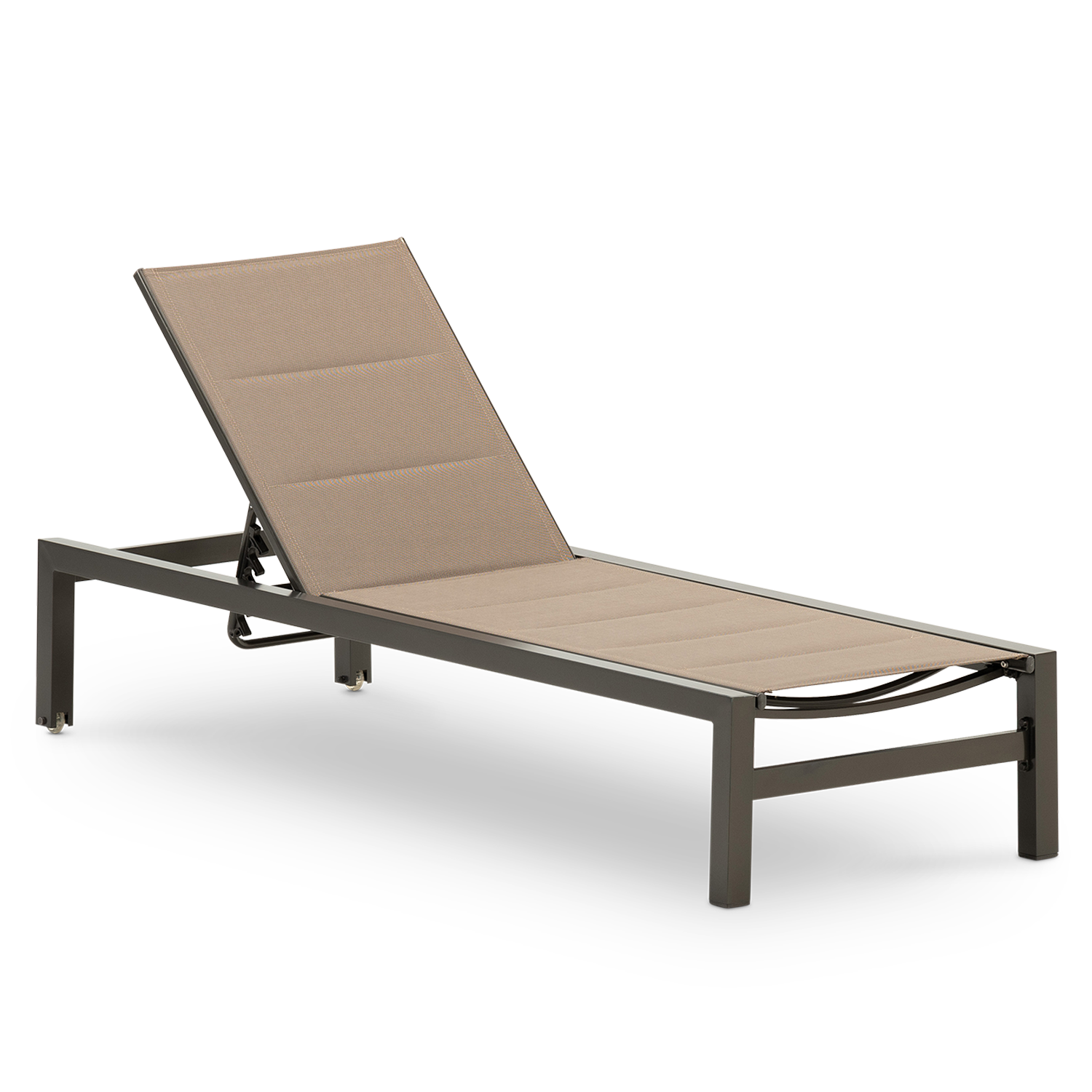 Chaise longue avec struture droite en aluminium marron avec roulettes ...