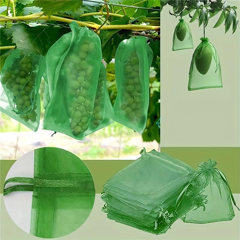 100 sacs de protection de fruits, sacs en filet verts avec cordon de ...