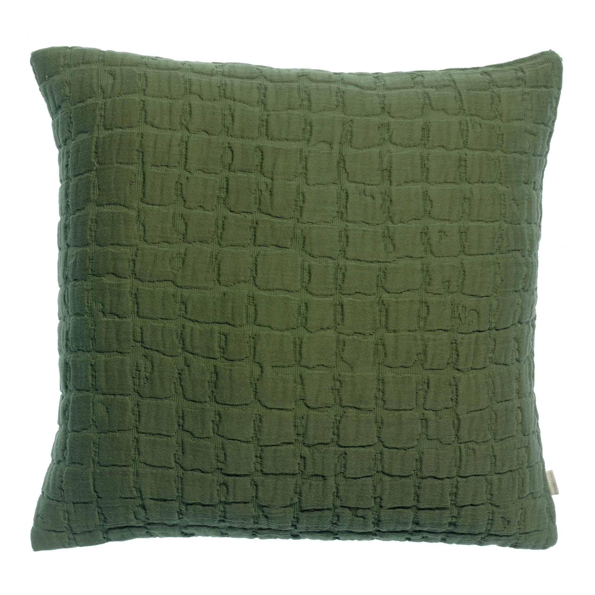 Coussin stonewashed Swami olive 45 x 45 cm Vivaraise | Leroy Merlin