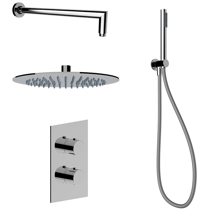 Kit de douche complet avec mitigeur thermostatique, modèle rond ...