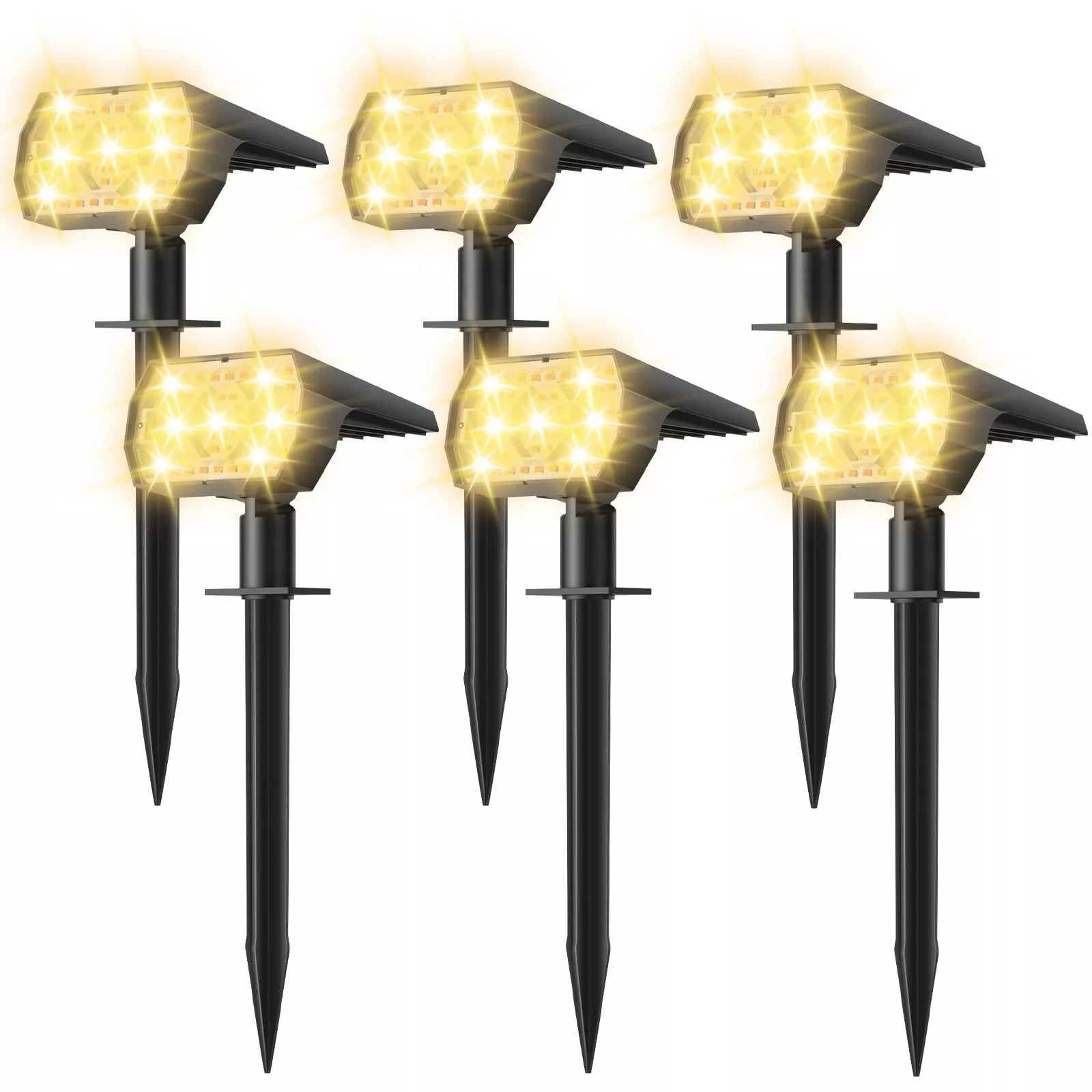 Paquete de 6 focos solares impermeables para exteriores, encendido y ...
