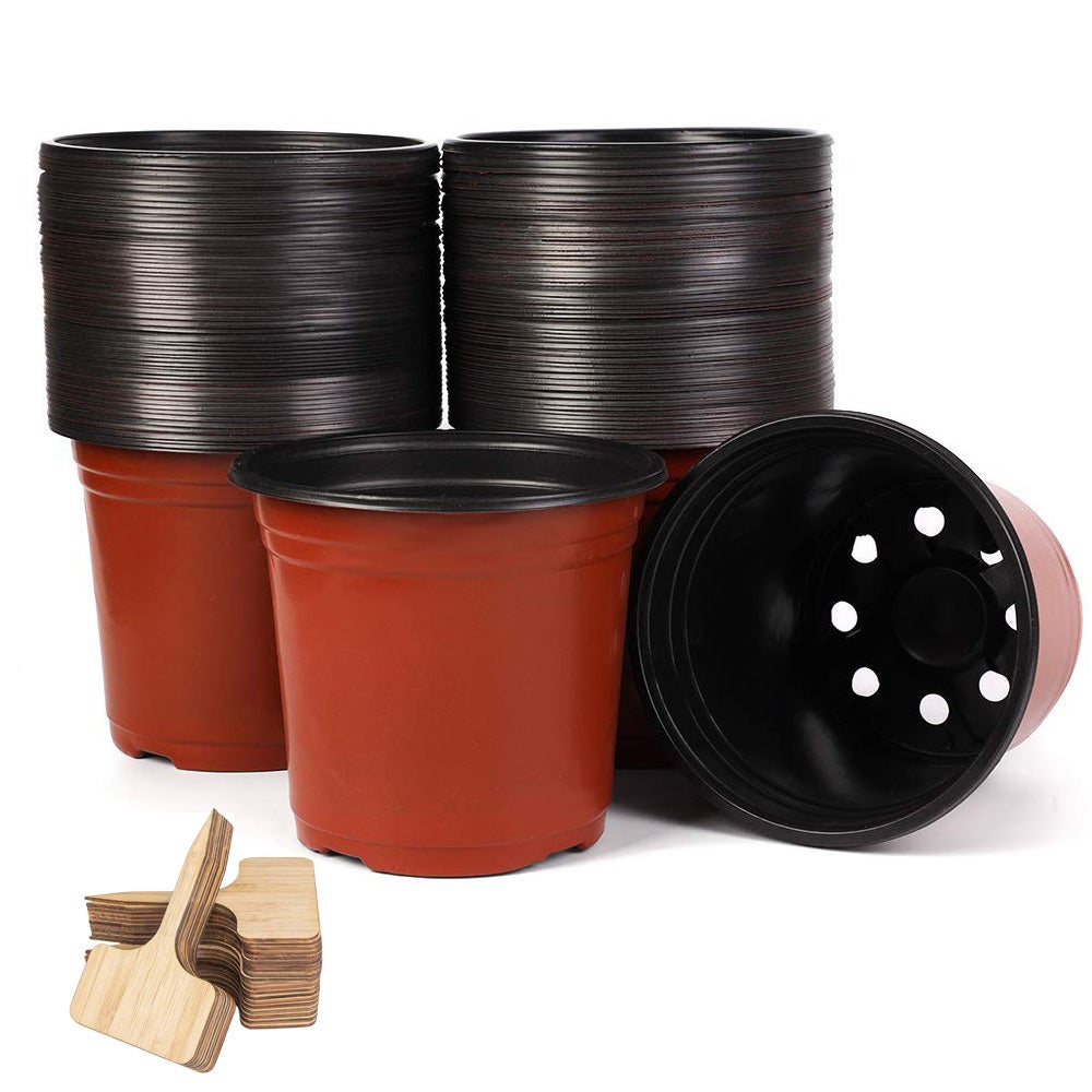 100 pots semis 90mm plastique rigide,8 trous drainage,100 étiquettes ...