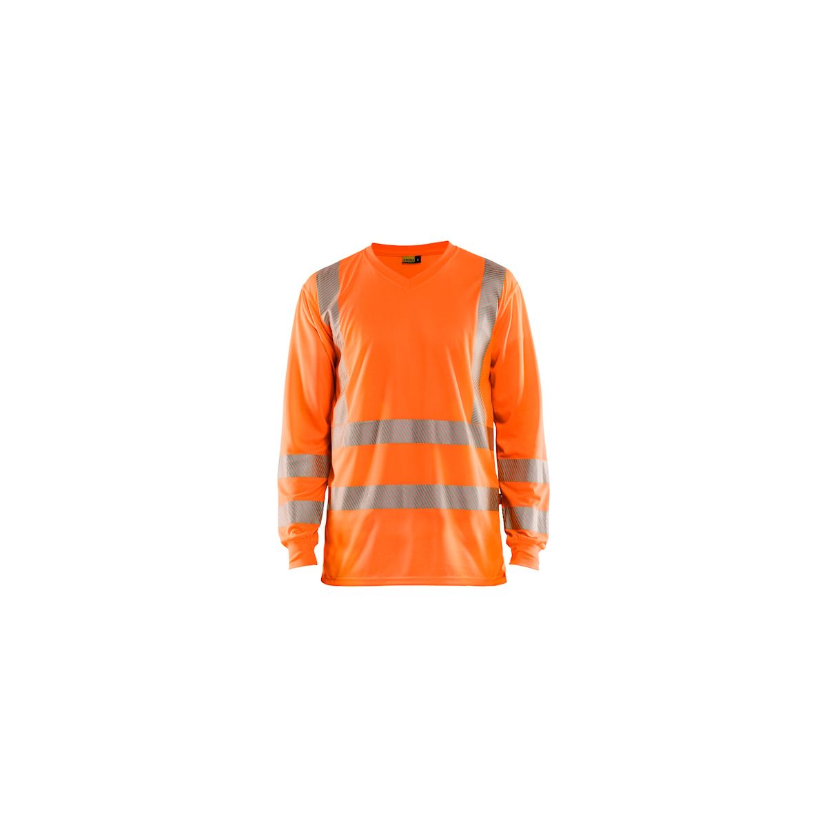 T-shirt manches longues haute visibilité col v anti-UV Orange fluo ...