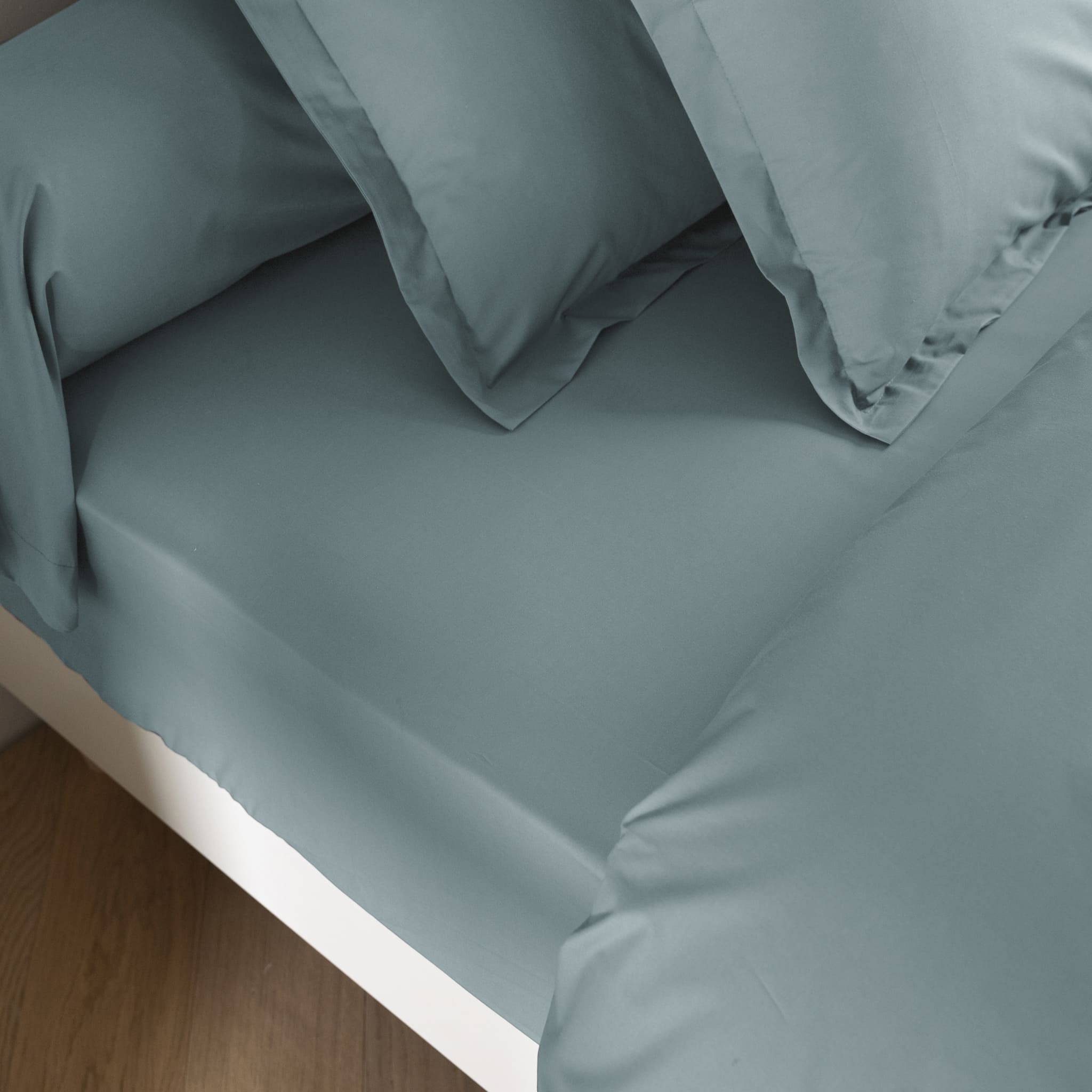 Drap housse coton percale bonnet 40 cm Bleu glacier 180x200 - SOMEO ...