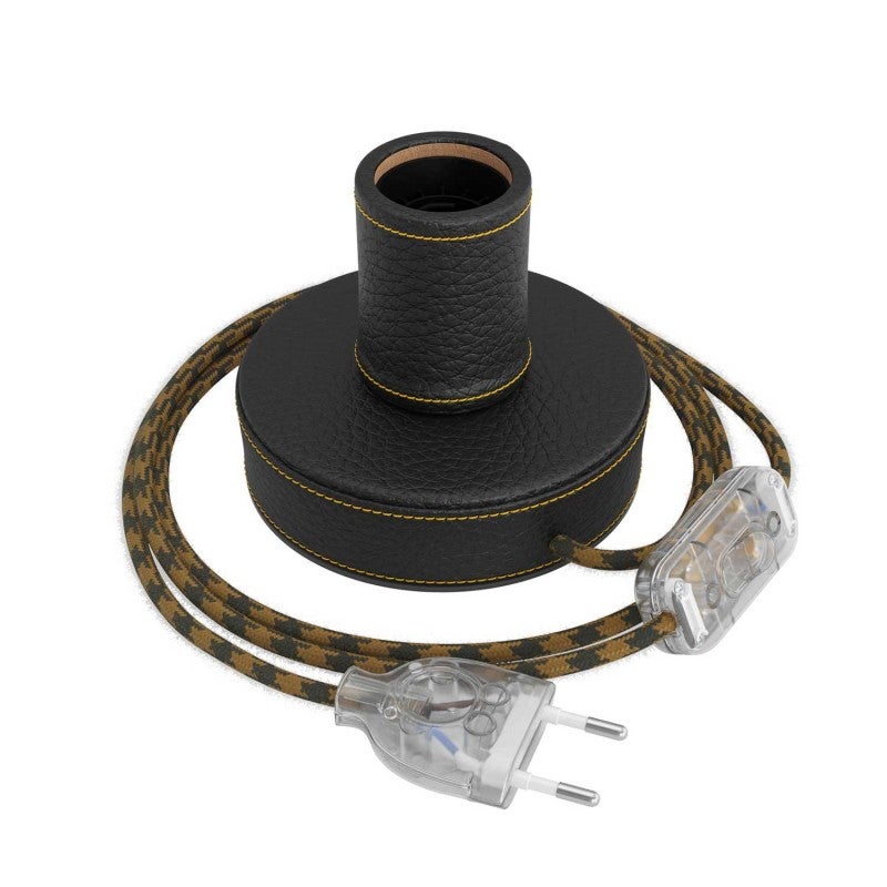 Creative cables - Posaluce - Lampe de table en cuir (Noir) | Leroy Merlin