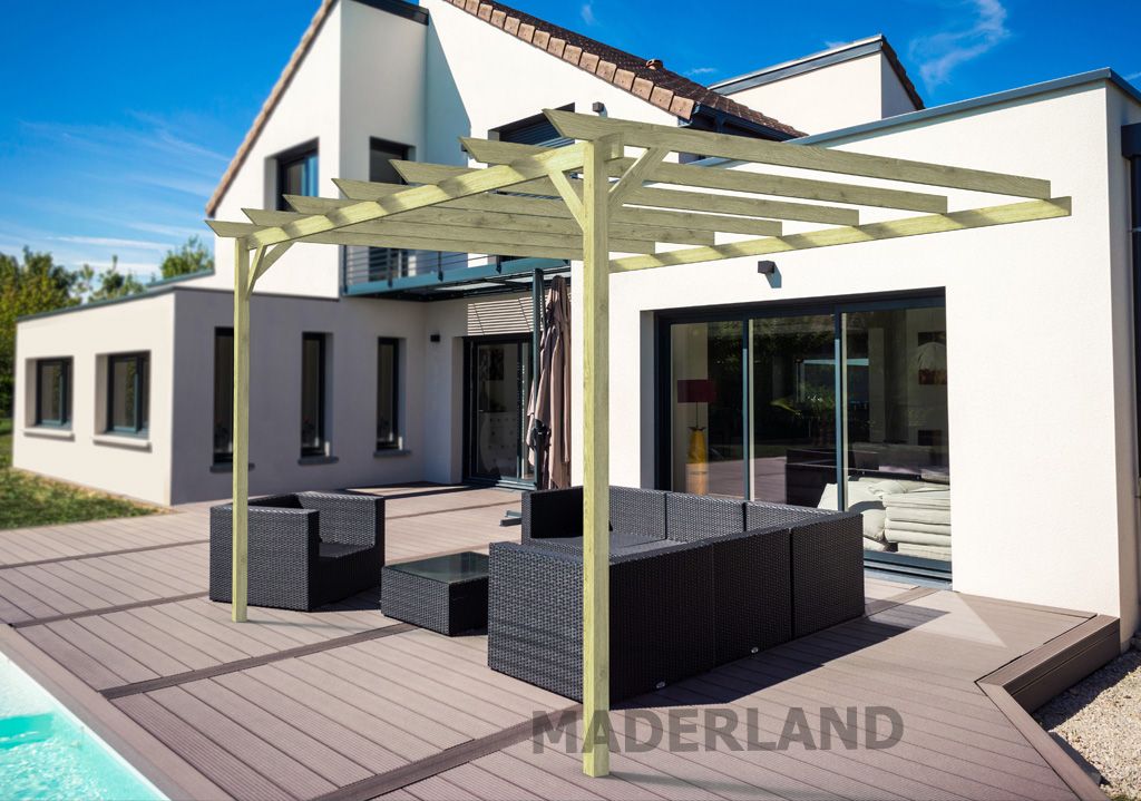 Pérgola madera adosada NANTES • 510x300 cm • entrega gratis | Leroy Merlin