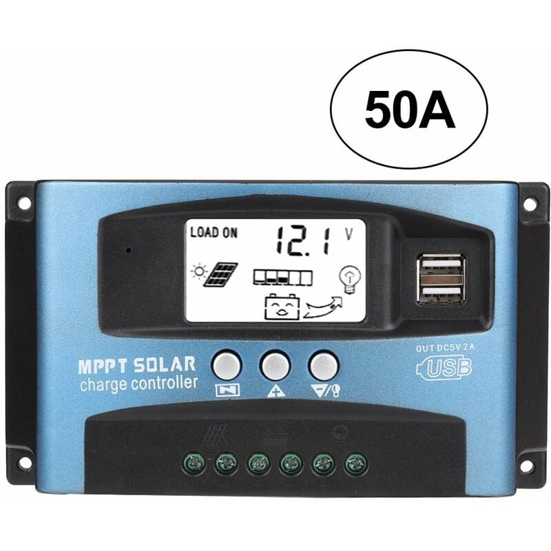 Controlador de carga solar con pantalla LCD, MPPT 50A Controlador de ...