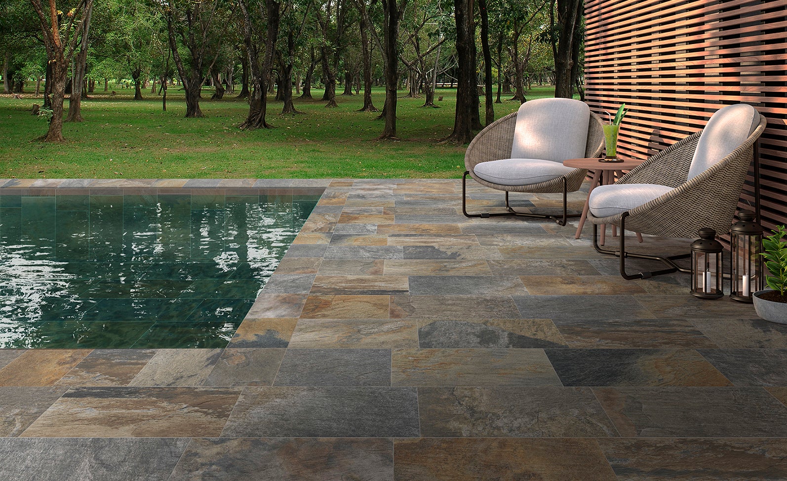 Suelo porcelánico antideslizante piedra Moritz Mix 30x60 | Leroy Merlin