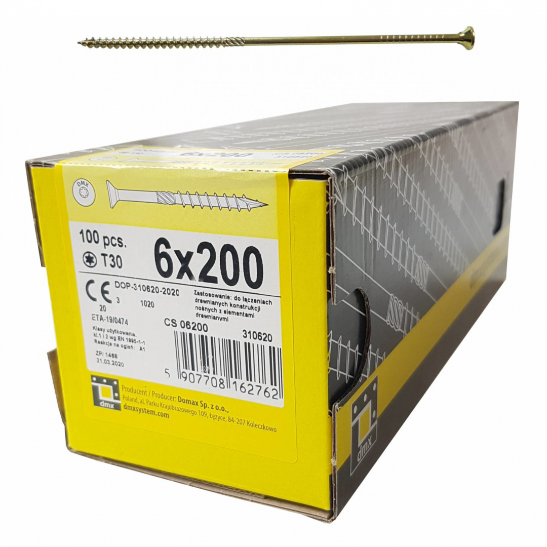 BOITE DE 100 VIS À TÊTE FRAISÉE 6 x 200, EMPREINTE TORX | Leroy Merlin