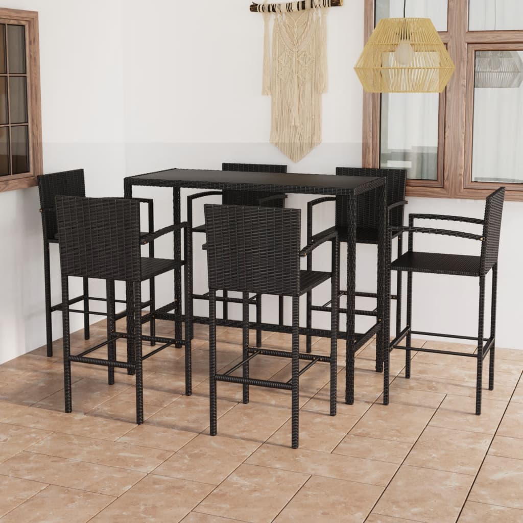 VidaXL Set Bar da Giardino 7 pz in Polyrattan Nero | Leroy Merlin