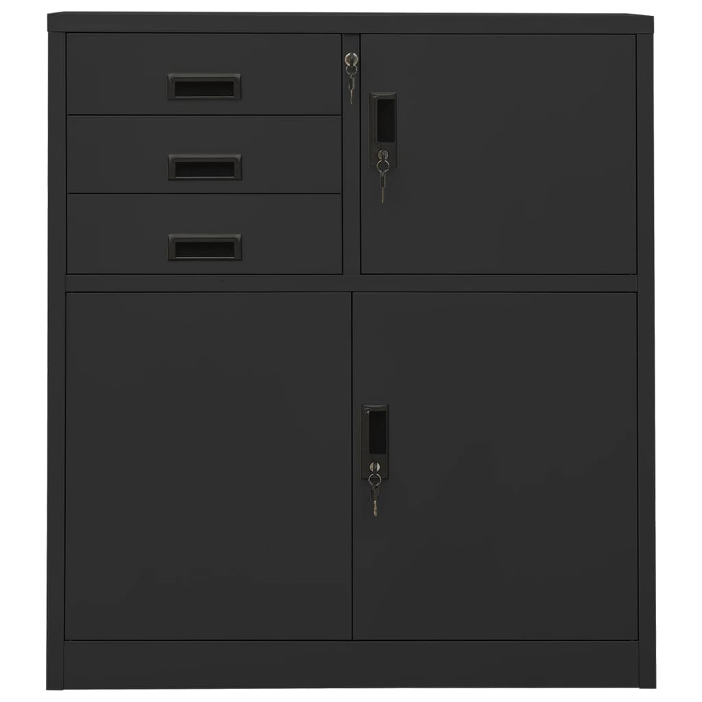 Armoire de rangement | Armoire de bureau Anthracite 90x40x102 cm Acier ...
