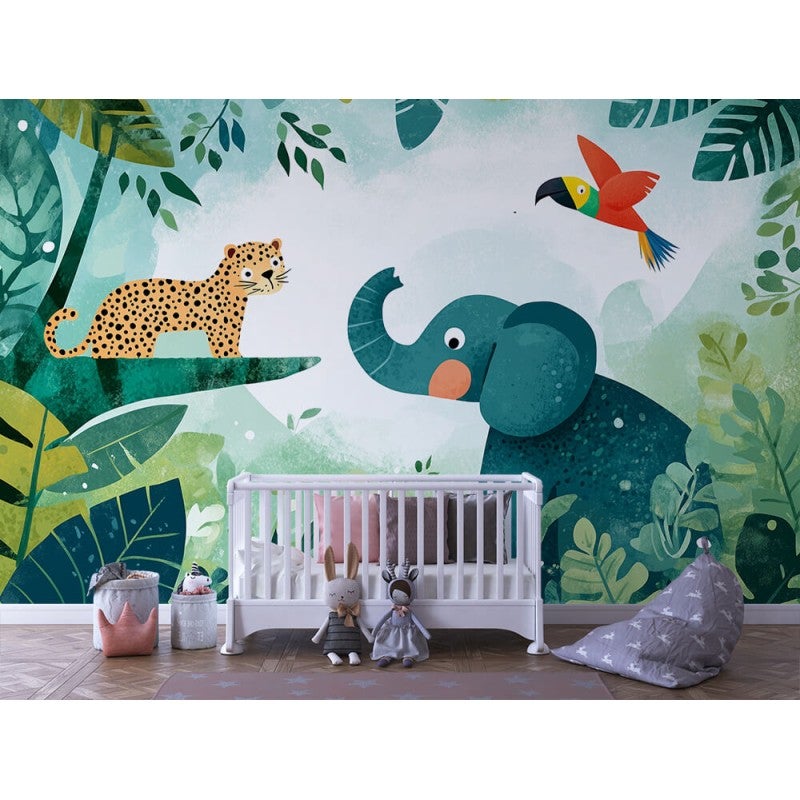 Photo murale pour enfants Amis de la jungle 400 x 300 cm | Leroy Merlin