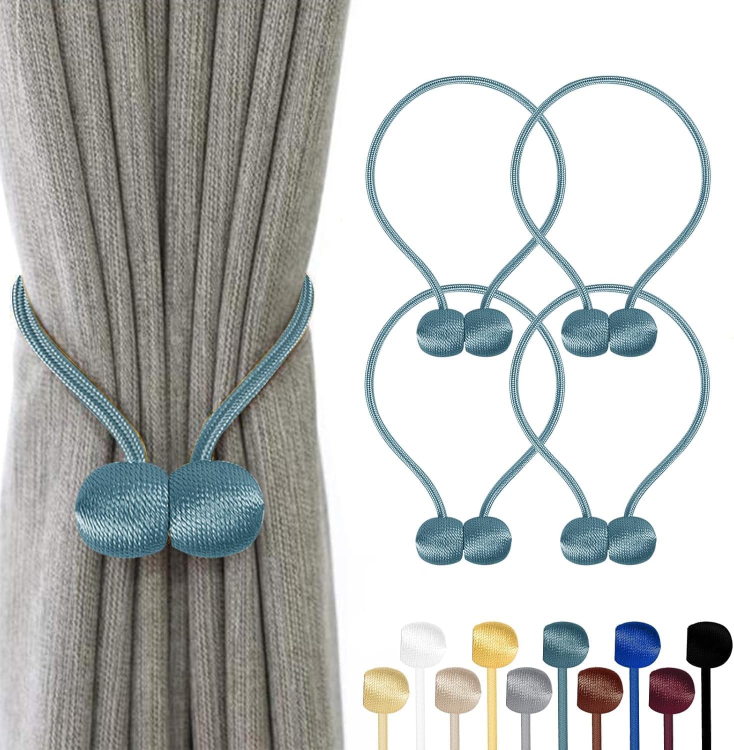 Lot de 4 attaches de rideaux magnétiques tressées pour décoration de ...