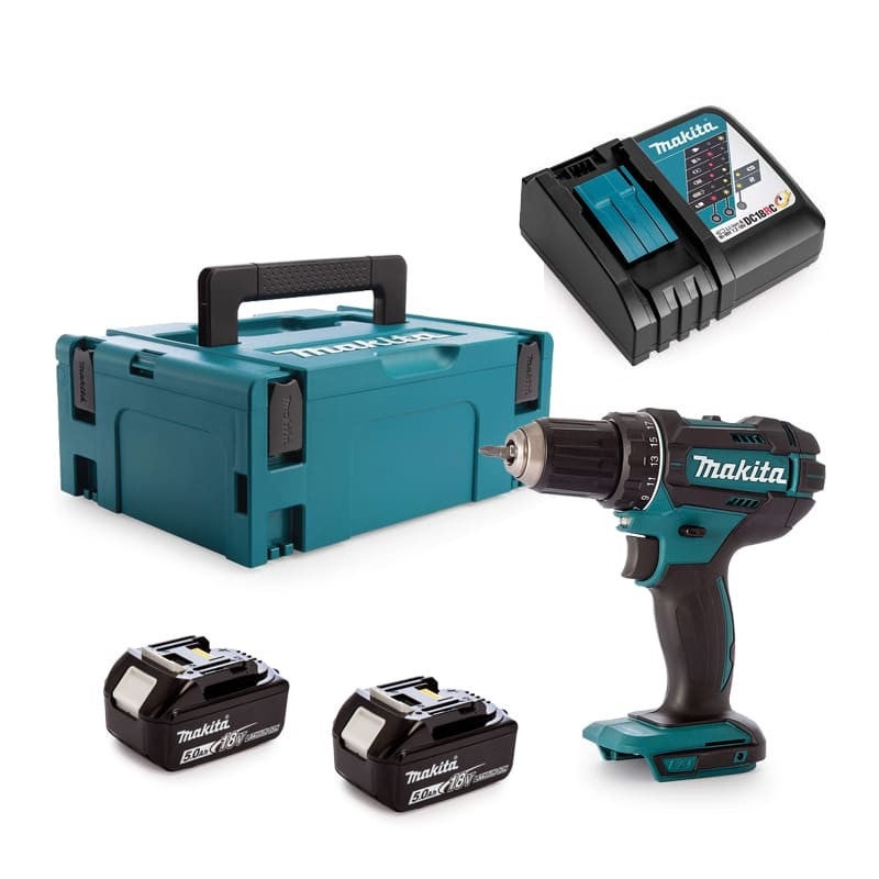 Taladro atornillador MAKITA 18 V Li-Ion 5 Ah Ø 13 mm - 2 baterías ...