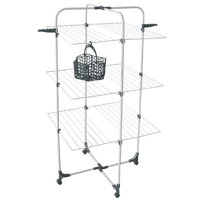 Etendoir Tour 3 Niveaux 30M Acier Blanc avec panier MSV | Leroy Merlin