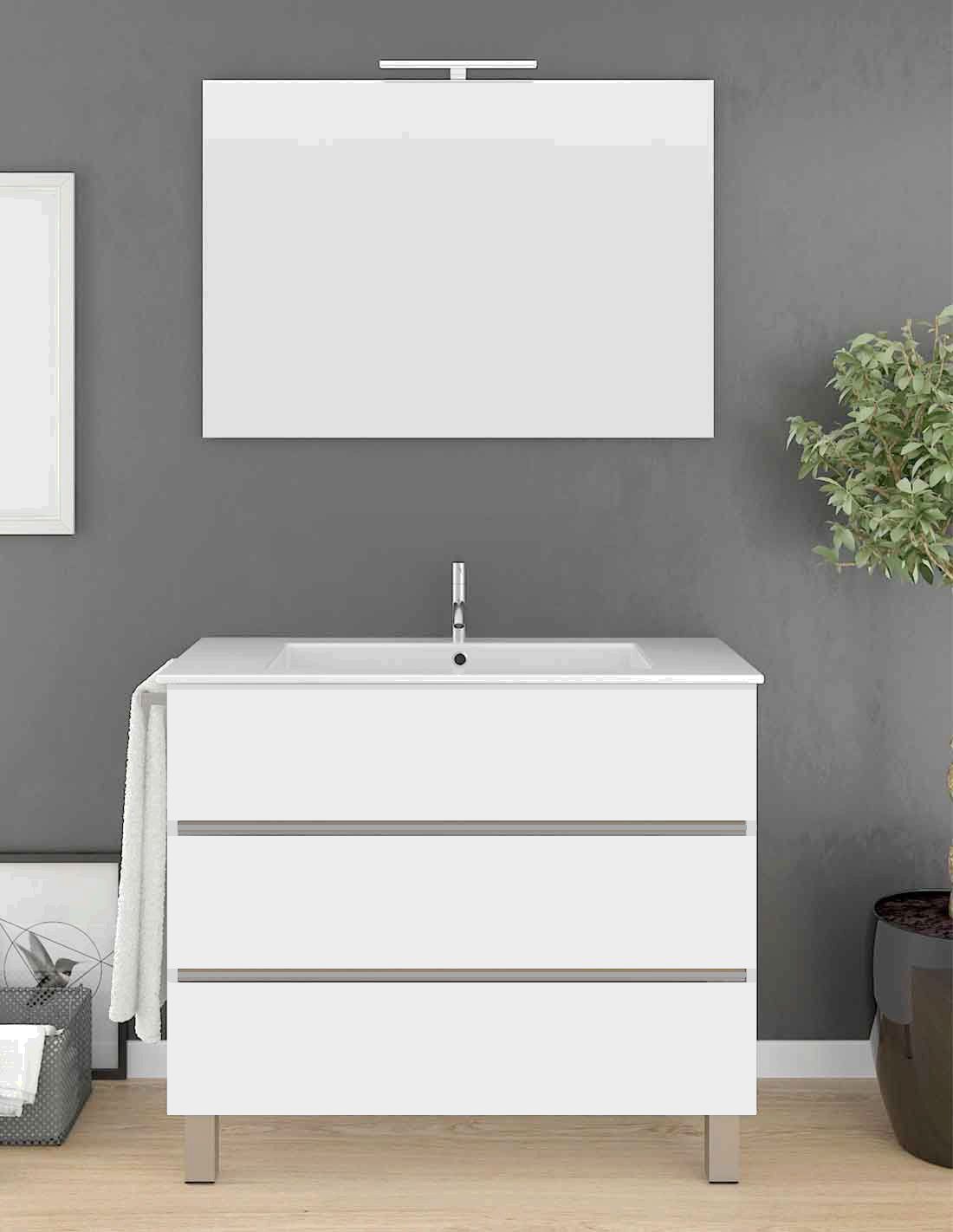 Mueble de Baño IMPERIA 3 cajones incluye lavabo y espejo - Blanco 80 x ...