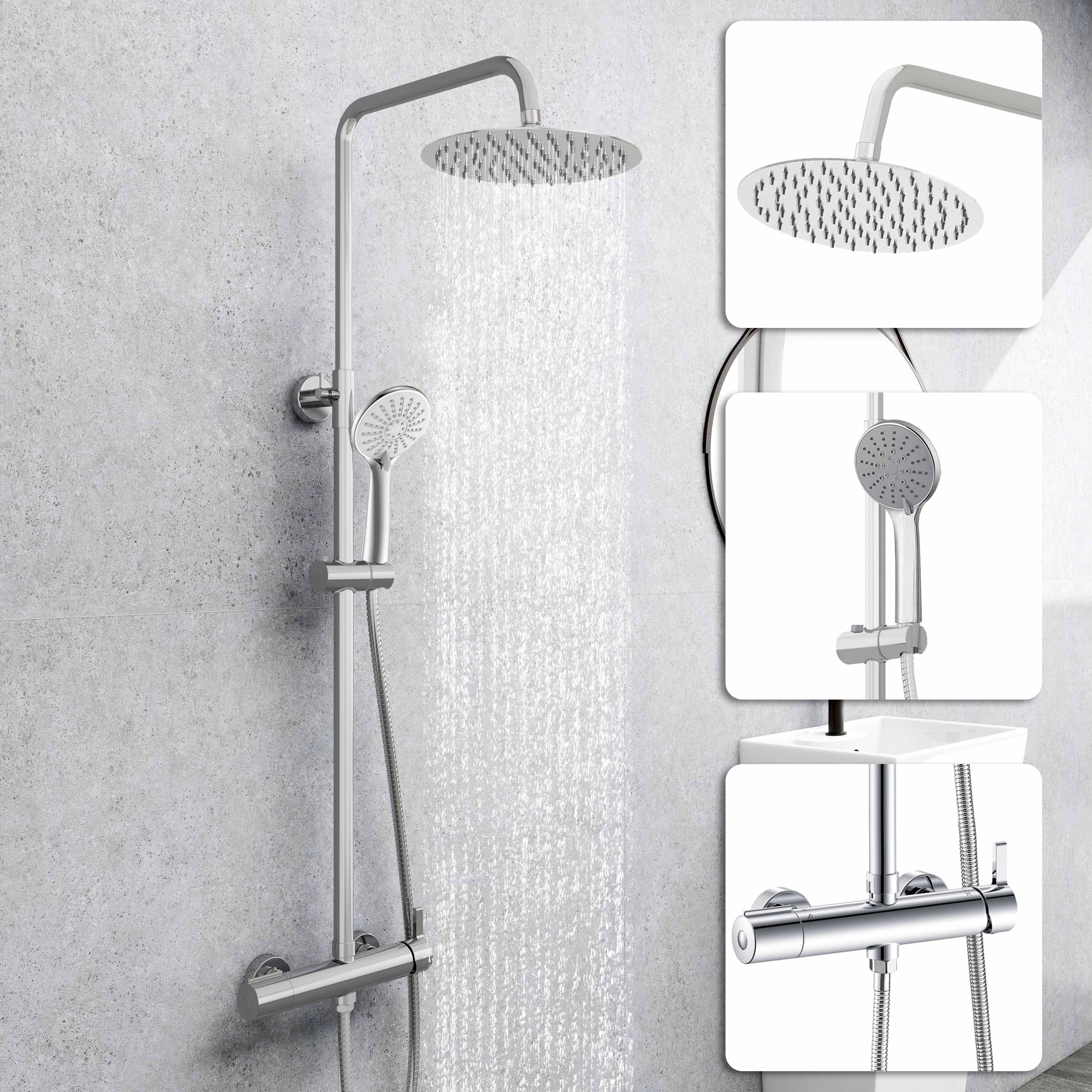 AICA Colonne de douche thermostatique, set de douche réglable en ...