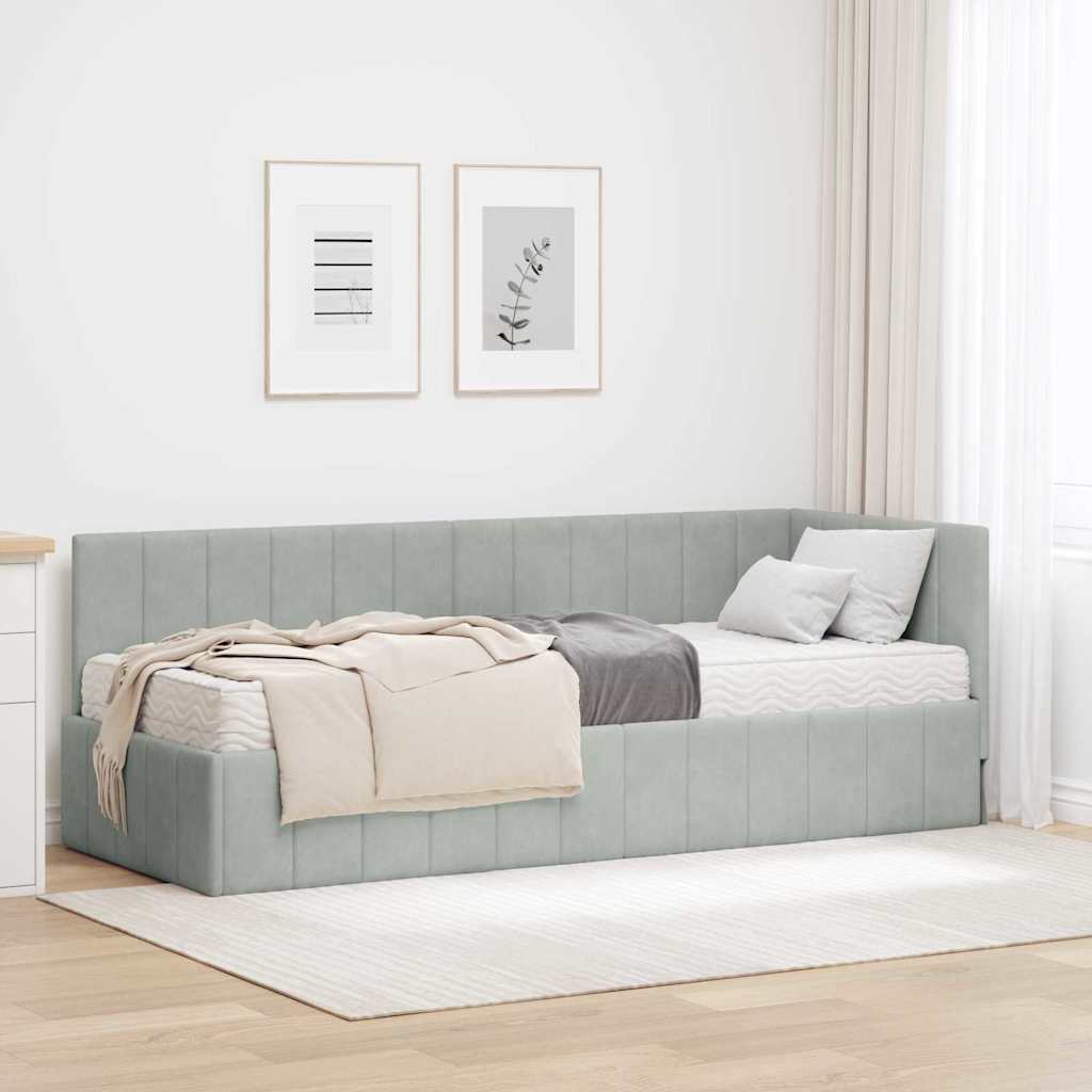 Estructura de Cama Esquina con Colchón 2 pcs Gris claro | Leroy Merlin