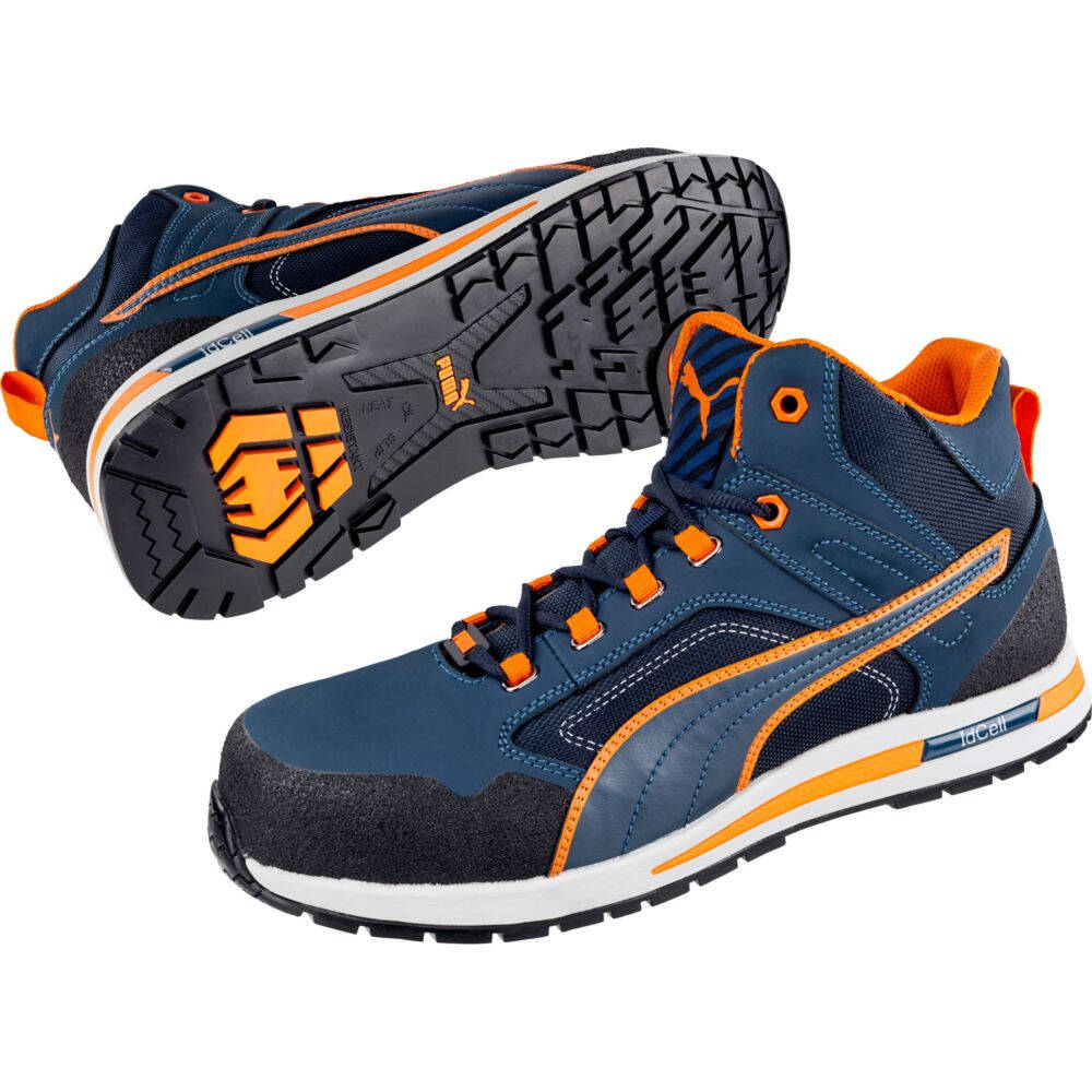 Baskets de sécurité hautes CROSSTWIST MID S3 HRO SRC bleu/orange P47 ...