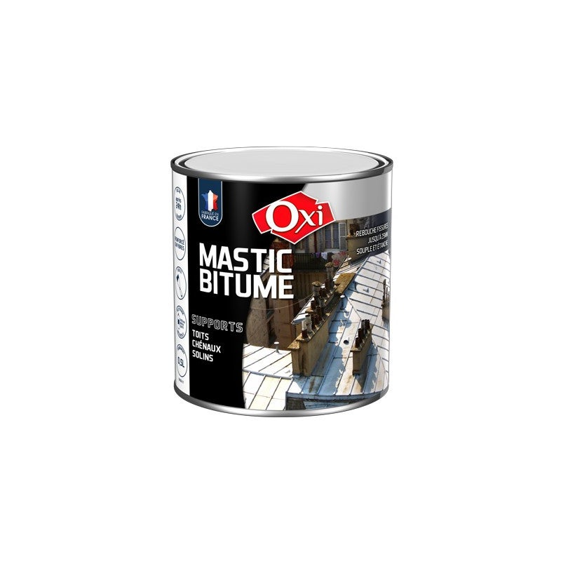 Mastic bitume - Produit pâteux bitumeux - OXI - 0,5 L Noir | Leroy Merlin