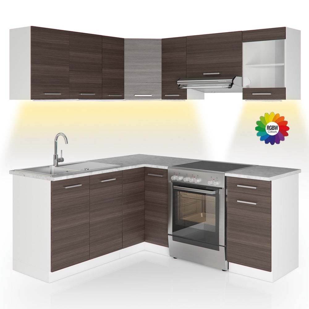 Vicco Cucina ad angolo Rick, Grigio prezioso/bianco, 187 x 60 cm , PL ...