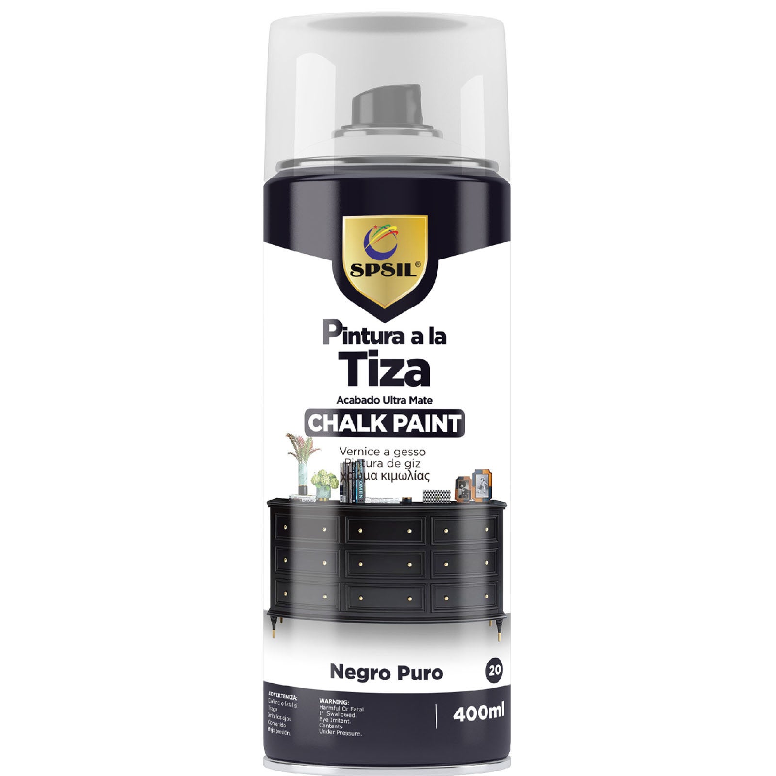 Spray Pintura SPSIL Tiza Ultra Mate Color Negro Puro - Tonos Clásicos ...