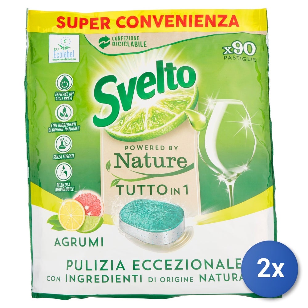 2x Svelto Tabs Lavastoviglie 90 Pezzi Nature Agrumi Tutto In1 Made In ...