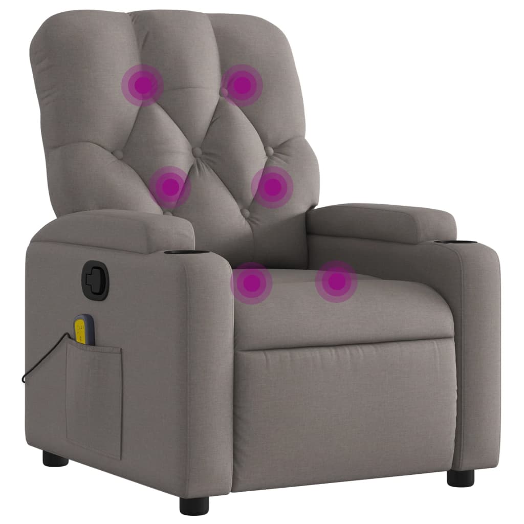 Fauteuil De Salon Chaise Fauteuil De Massage Inclinable Taupe Tissu