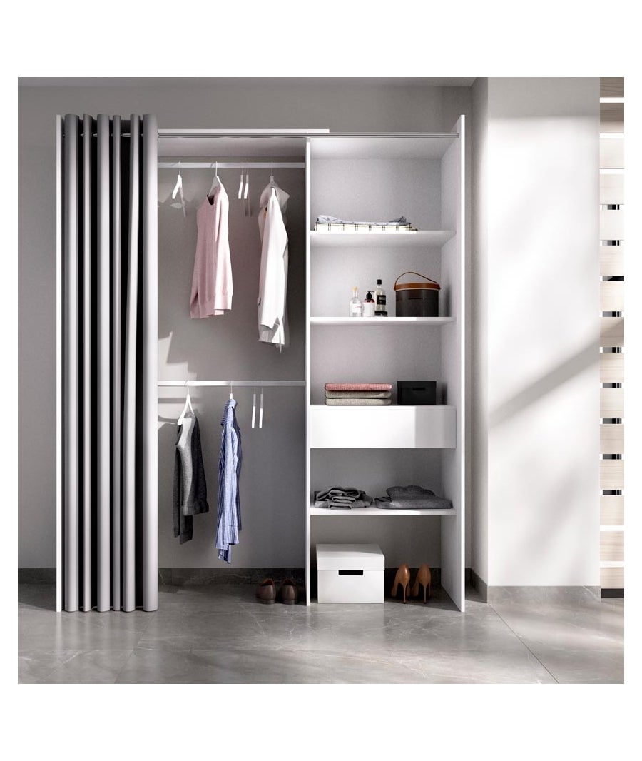 DRESSING AVEC RIDEAU ET TIROIR ISTAR - Blanc | Leroy Merlin