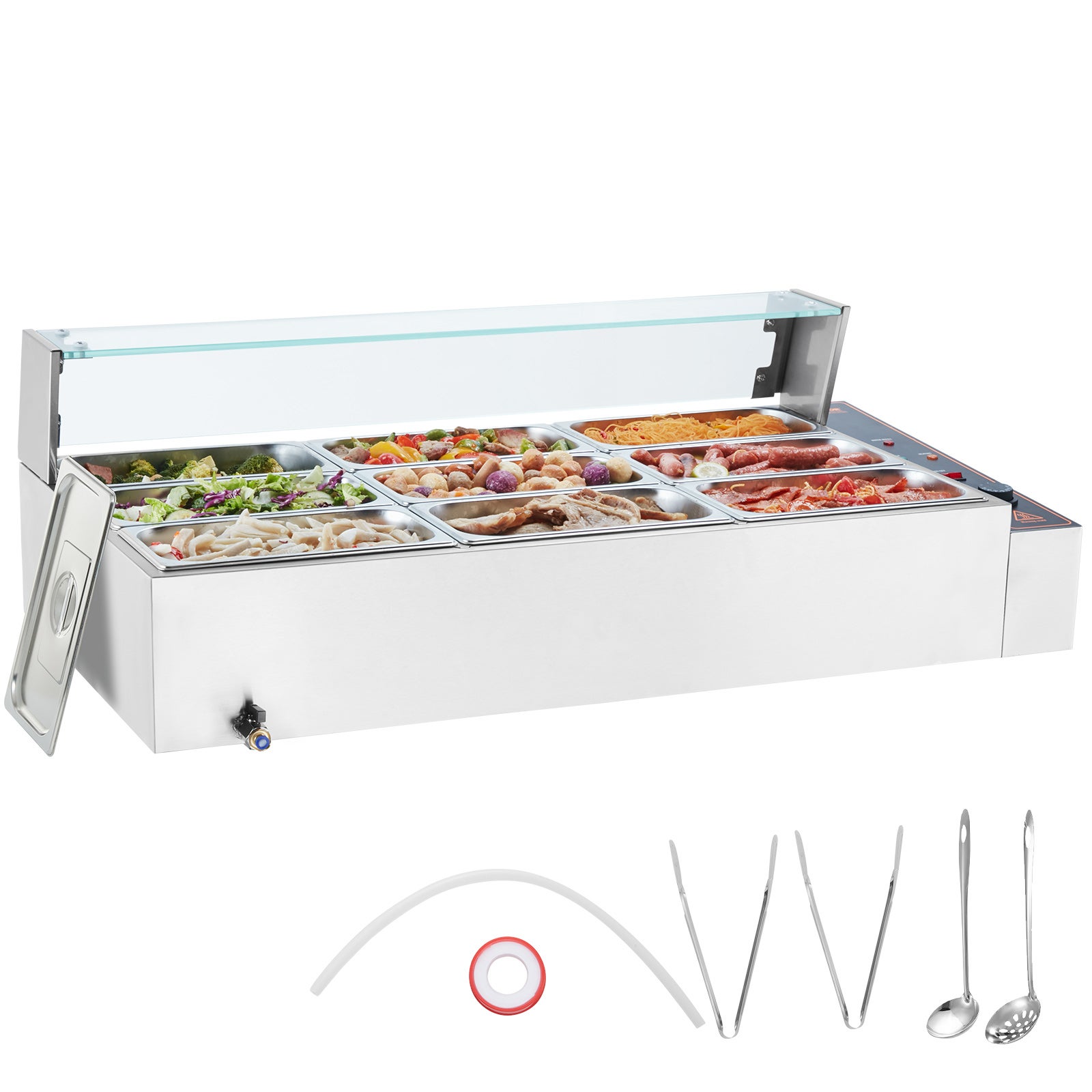 Chauffe-plats 9 VEVOR plateaux, 4,7 L, 1500 W, buffet chauffant en inox ...