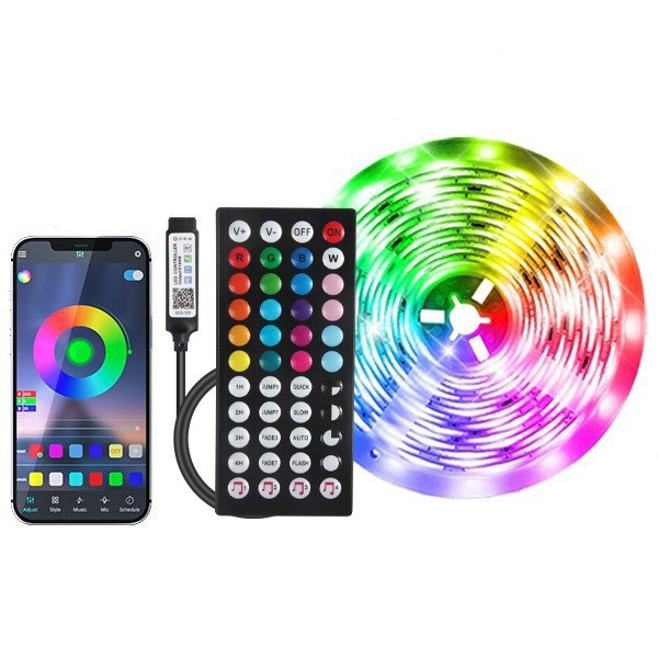 Striscia LED RGB 5050 da 15 m per camera da letto con telecomando e app ...