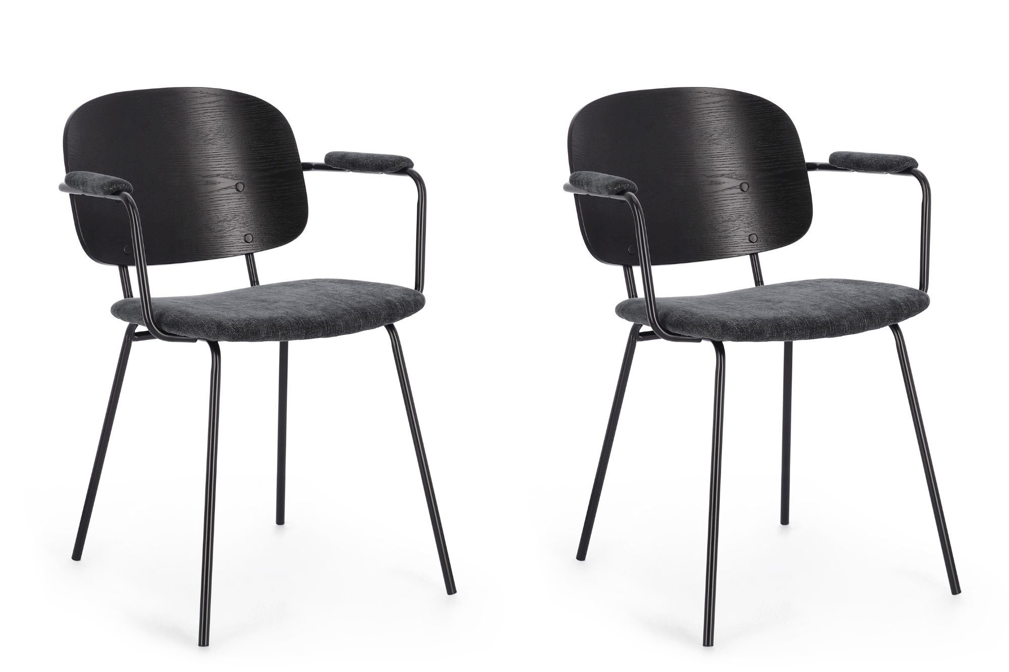 Chaises de salle à manger en bois et accoudoirs tissu (lot de 2) - JADE | Leroy Merlin