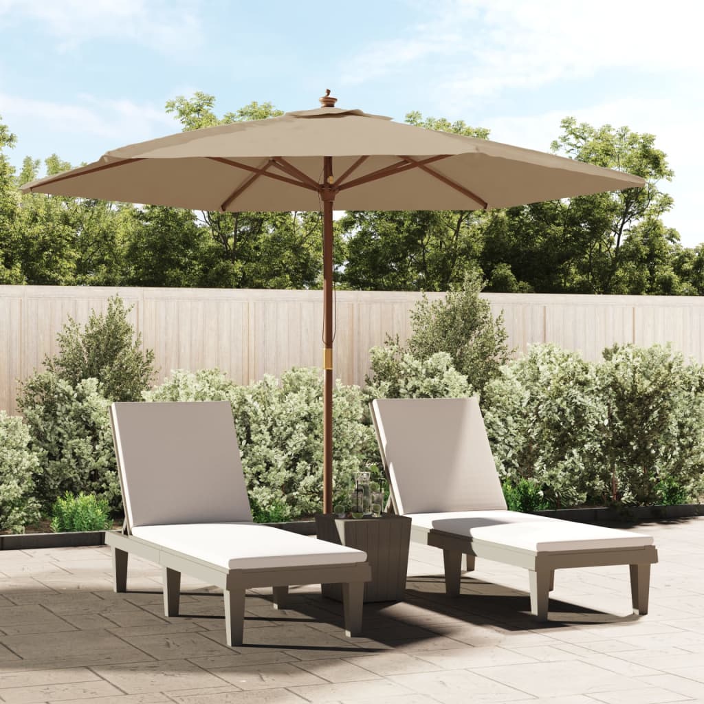 Parasol de jardin | Parasol d’extérieur avec mât en bois taupe 299x240 ...