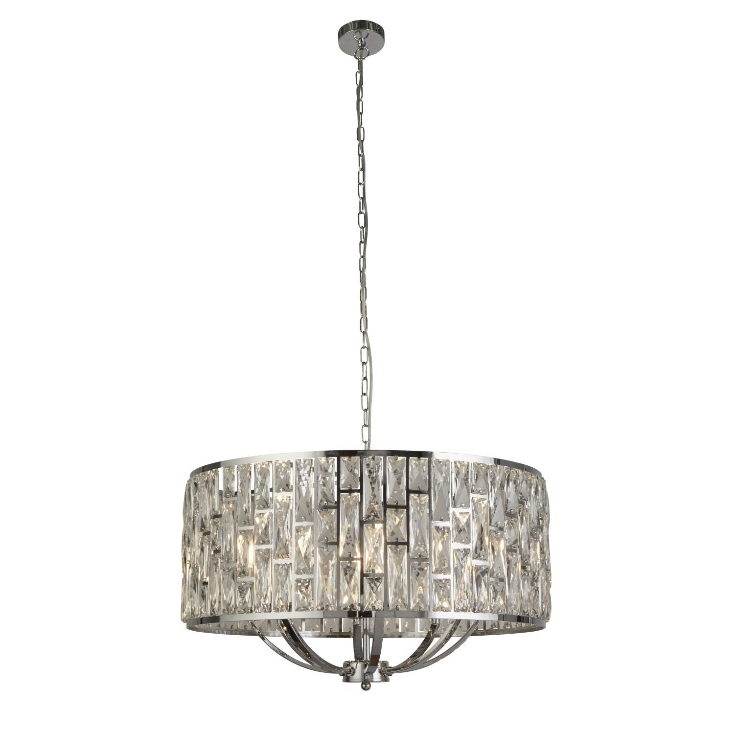 Suspension Art Déco Chrome Clair Ø 65 cm Cristal 8x E14 Lampe Suspendue ...