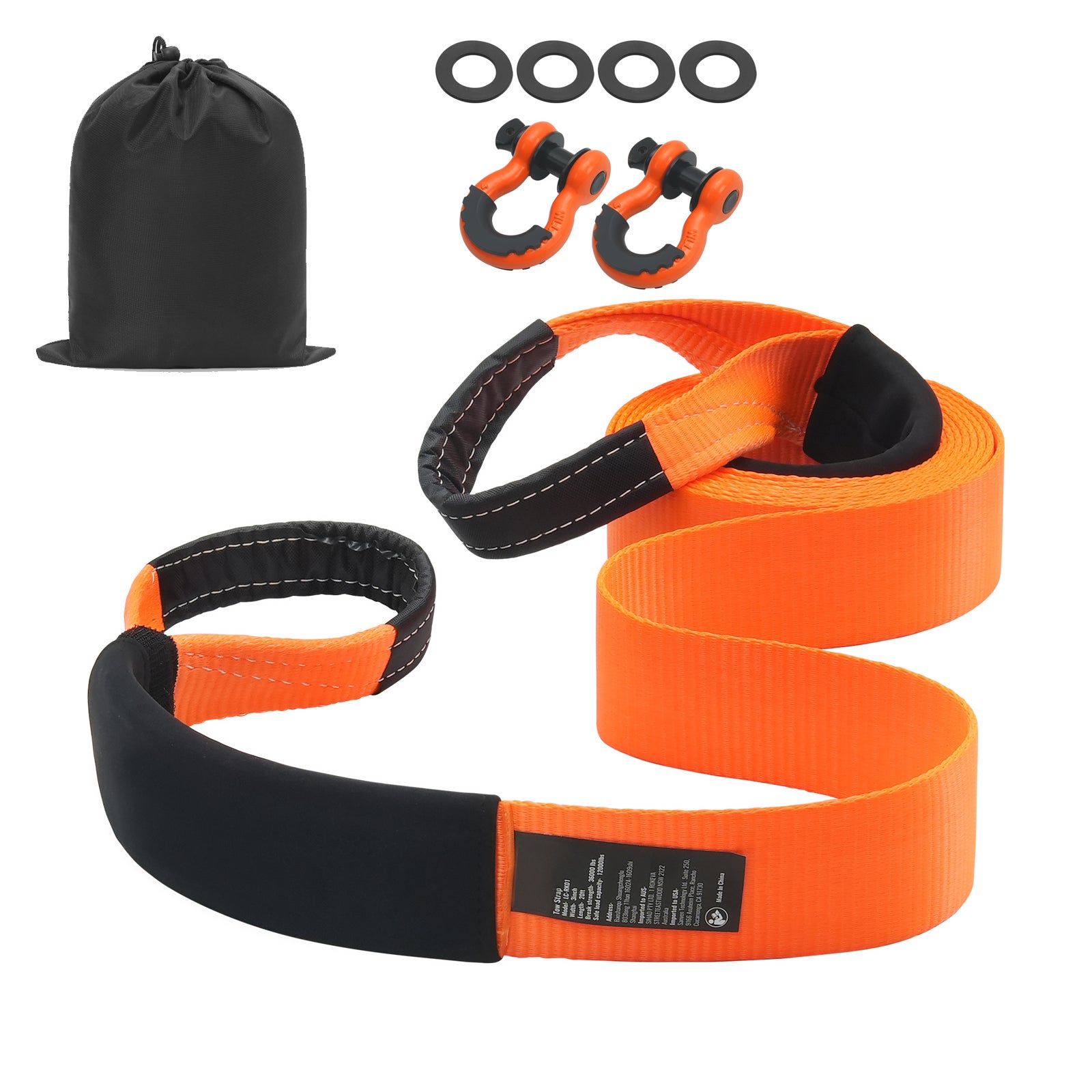 Kit de sangle de remorquage SucceBuy 3" x 20 ft MBS 36 000 lb avec ...