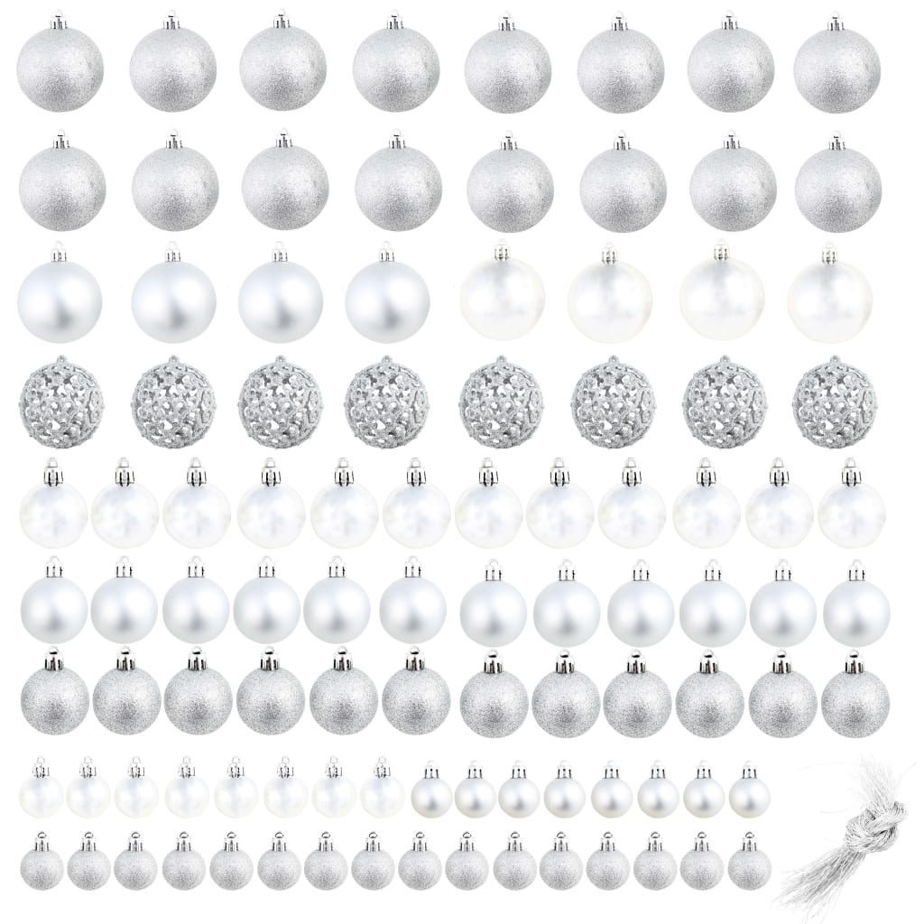 Ensemble de boules de Noël | Décoration de Noël 100 pcs 3/4/6 cm Argenté CFW68429 | Leroy Merlin