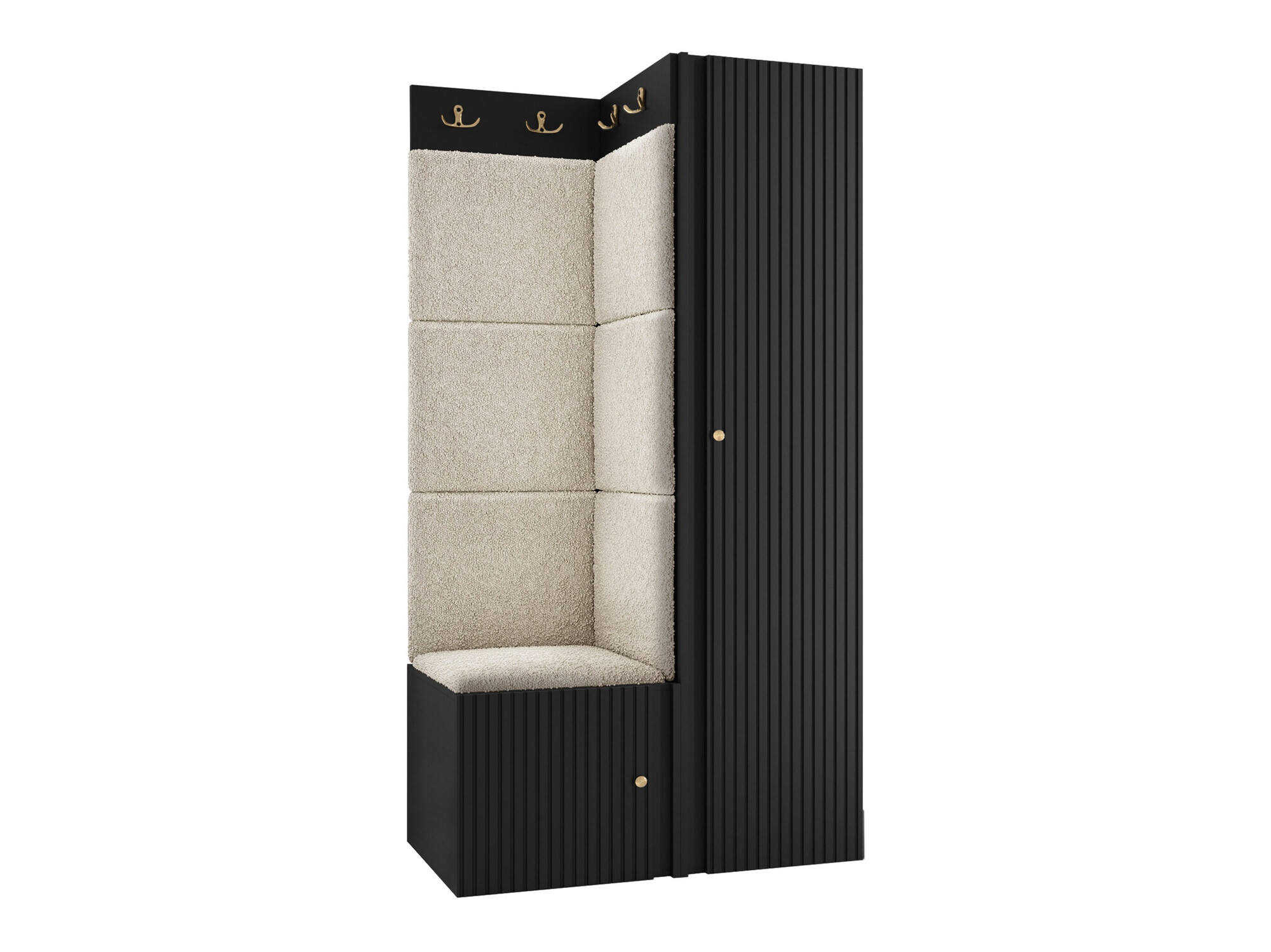 Conjunto de recibidor Hartford 390, 186x82x46cm, Negro, De color marrón ... Conjunto de recibidor Hartford 390, 186x82x46cm, Negro, De color marrón ...