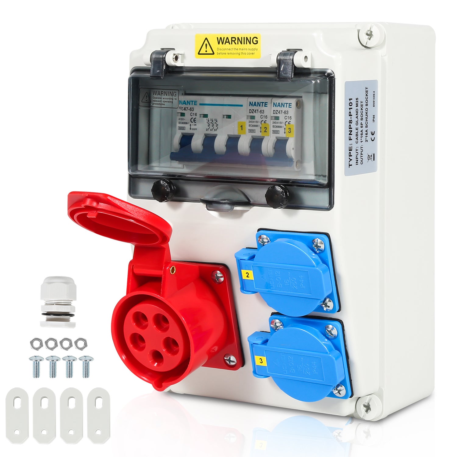 Coffret de Chantier Monophase Repartiteur de Courant Mural Coffret Electrique de Chantier 1X16A ...