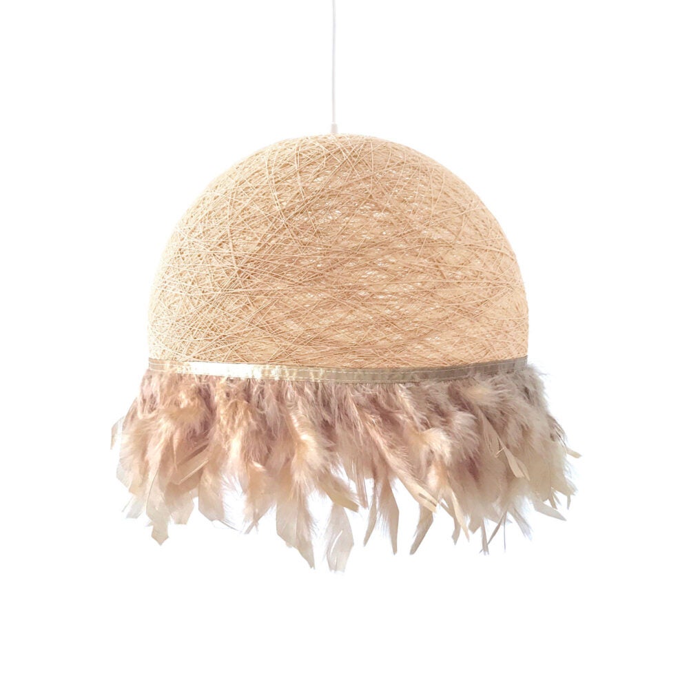 Lampada a sospensione Boho in Piume Naturali, per camera da letto ...