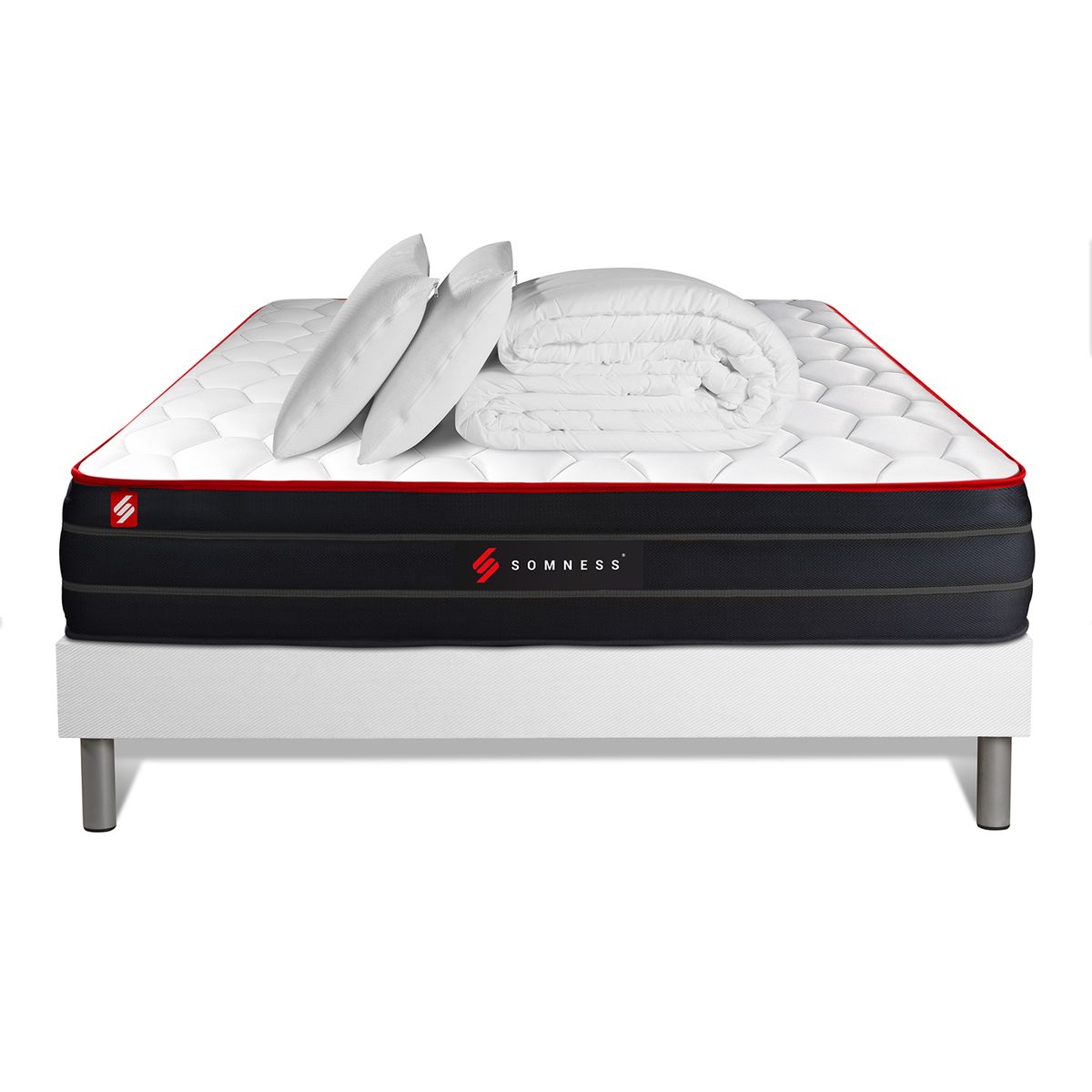 Pack Matelas Boost - Ressorts ensachés et mémoire de forme - Ep : 26cm ...