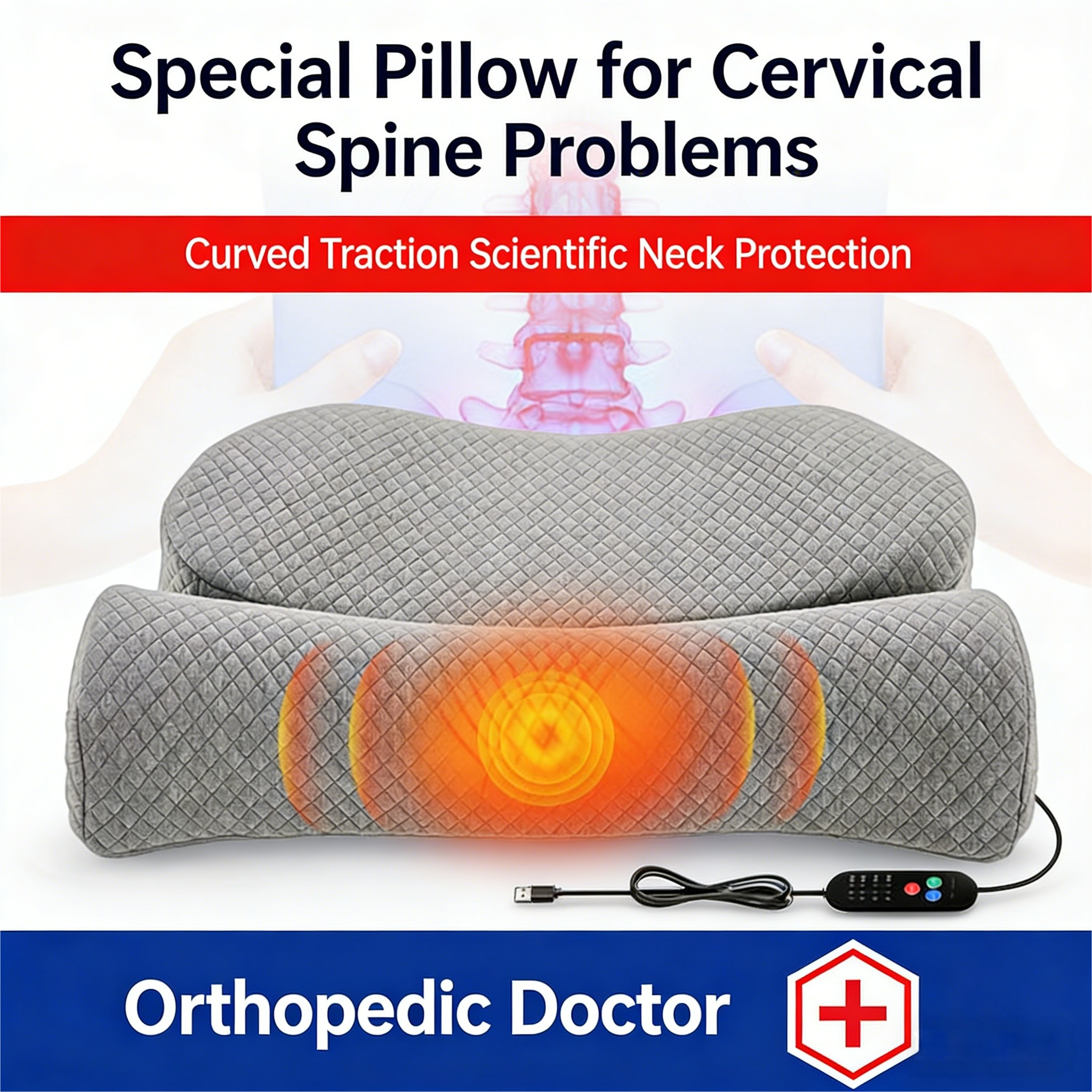 Almohada de apoyo para el cuello con funciones de calefacción y masaje ...