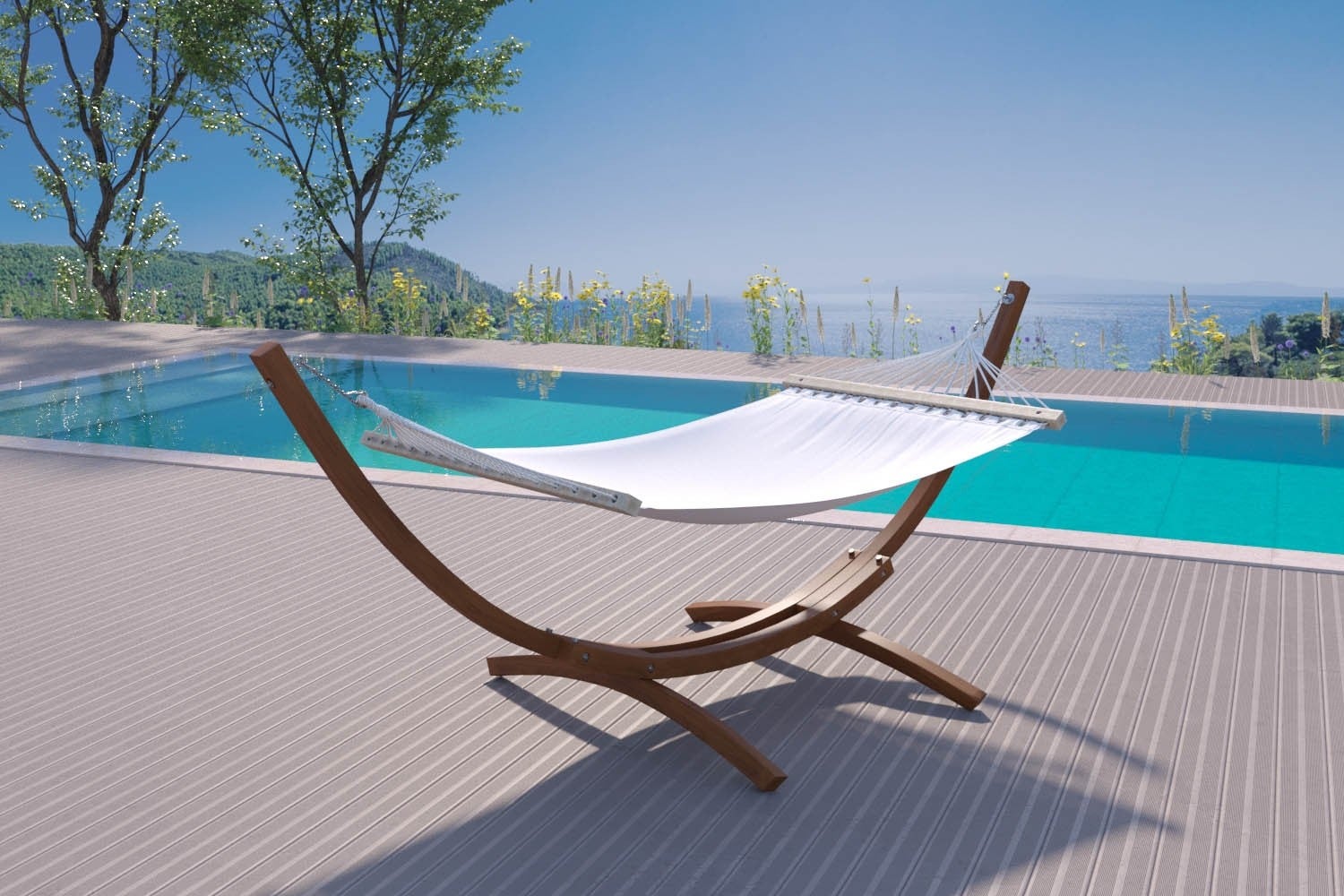 Hamac sur support 3,15 m en bois écru LAGOA | Leroy Merlin