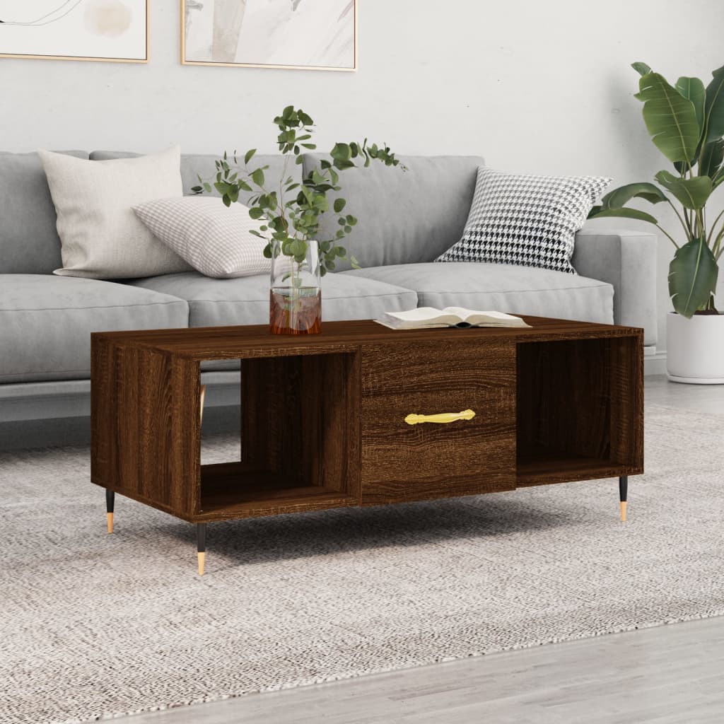 Table basse chêne marron 102x50x40 bois d'ingénierie | Leroy Merlin