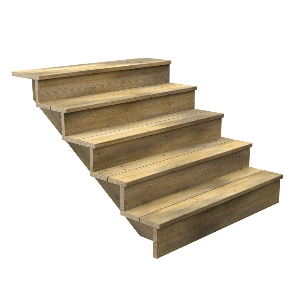 Escalier Bois Exterieur - 5 Marches Pleines - Largeur : 1m20 - Hauteur ...