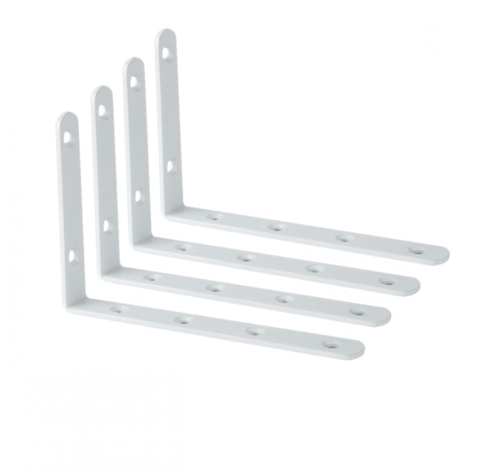 4 supports d'étagère en acier, 150 x 100 mm, blanc brillant, fixation ...