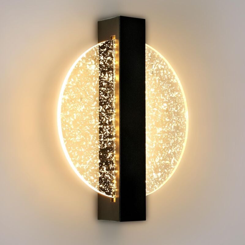 Applique murale d'intérieur LED noire 12 W, ronde 1500 lm, applique ...