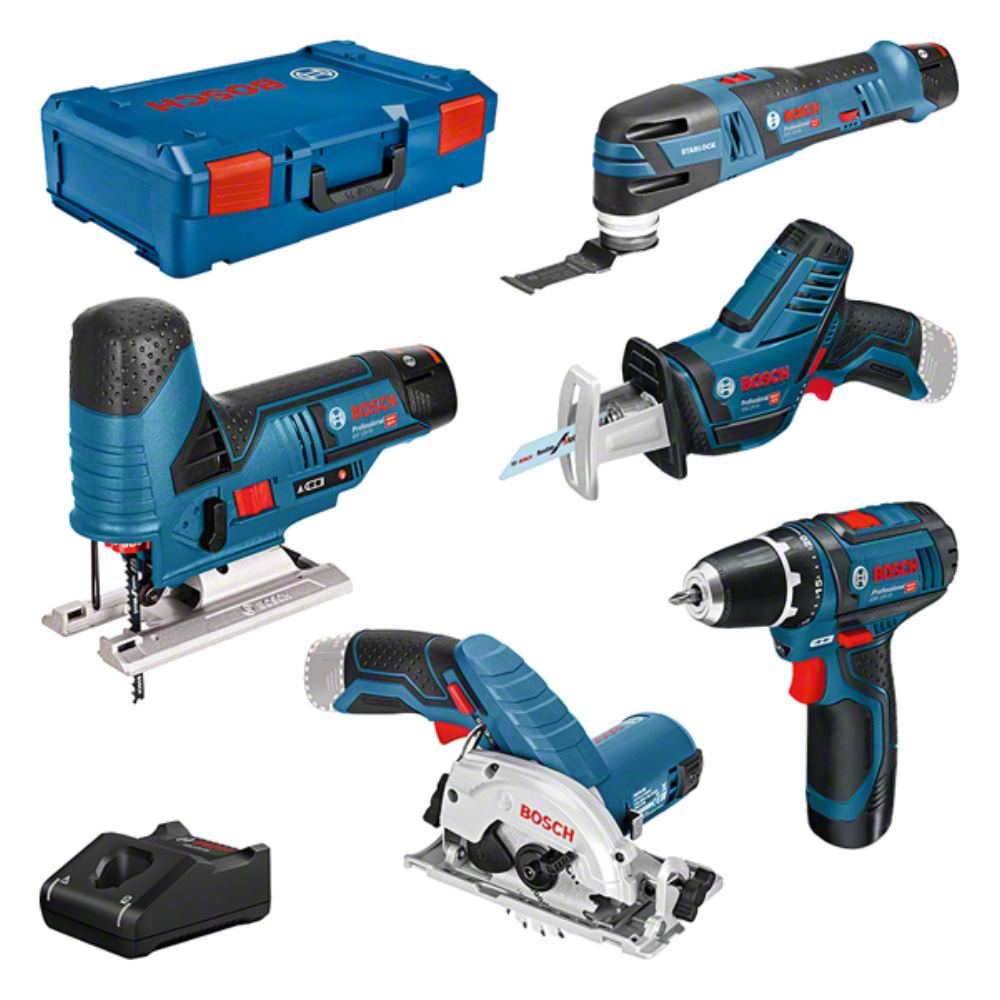 Bosch 5 Set série d'outils 12V: GSR + TPS + GOP + GKS + GSA + 3x piles ...