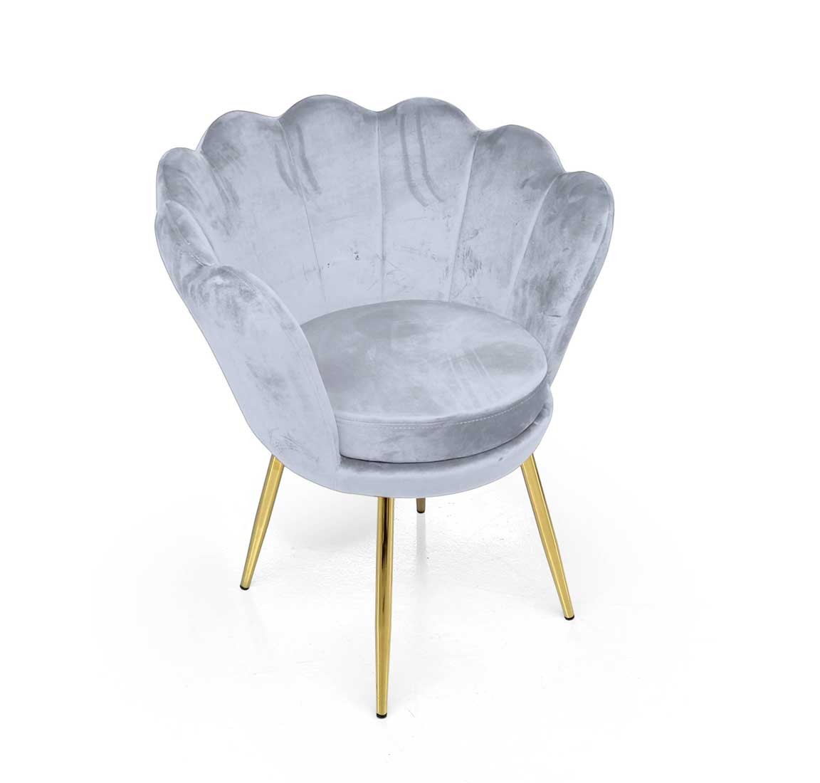 Sillón de terciopelo de concha de mar con patas doradas | Leroy Merlin