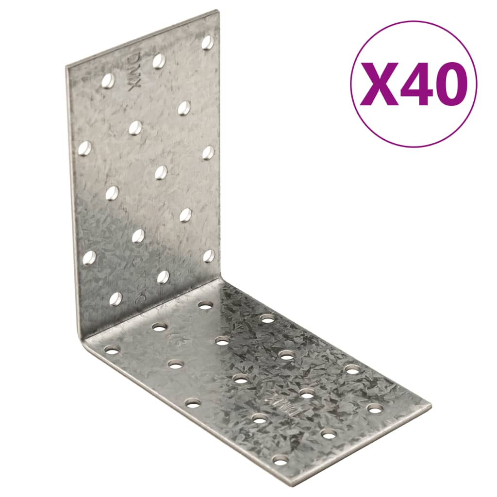 Équerres de fixation 40 pcs 2 mm 100x60x100 mm acier galvanisé vidaXL ...